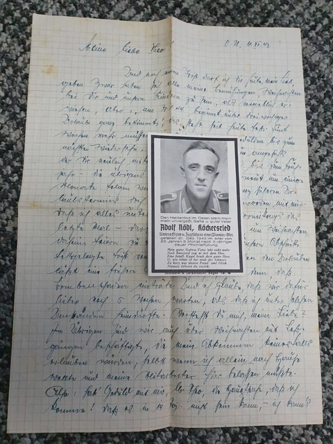ORIGINAL GERMAN WW2 soldiers Letter + Death Card Both dated Dec 1943 £6 ...