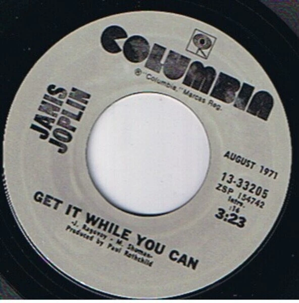 JANIS JOPLIN ME And Bobby McGee / Half Moon Vinyl Single 7inch Columbia ...