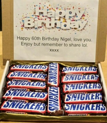 PERSONALISED SNICKERS CHOCOLATE Box Hamper Birthday Christmas Gift ...