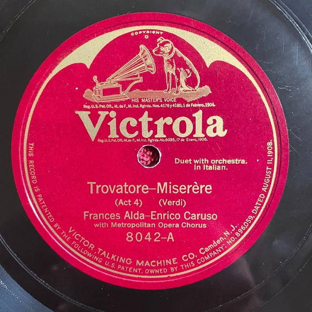 VICTROLA 8042 FRANCES Alda/Enrico Caruso 12" 78 tr/min Trouvere ...