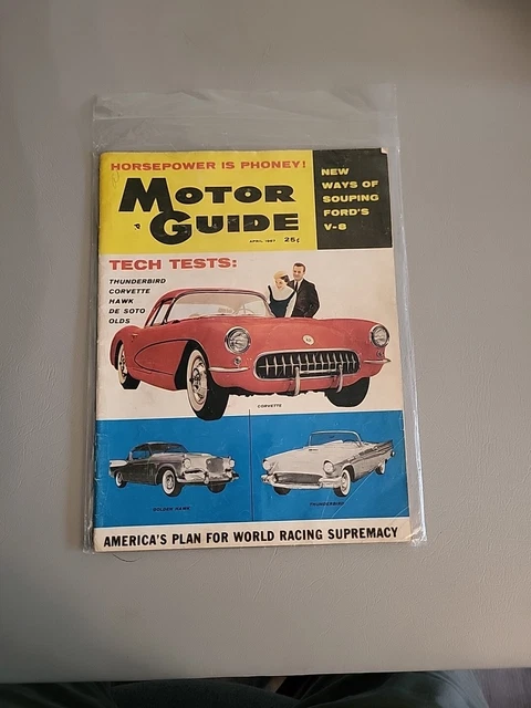 VINTAGE MOTOR GUIDE MAGAZINE April 1957-Thunderbird,Corvette,De Soto ...