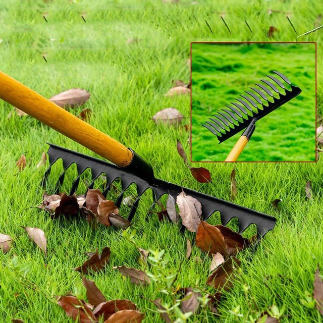 GARDEN RAKE HEAD Steel Heavy-Duty for Leave, Soil, Gravel, Gardens ...
