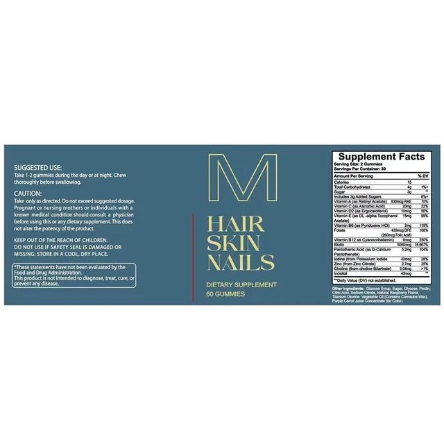 WEEM HAIR SKIN & Nails Gummies - Biotin Vitamins for Healthy Hair, Skin ...