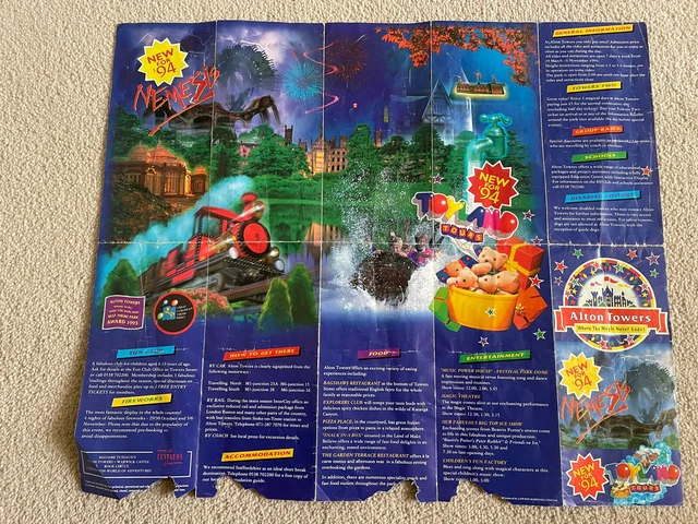 ALTON TOWERS THEME Park Map Guide Leaflet 1994, Vintage, Rare collectors item EUR 127,44 ...