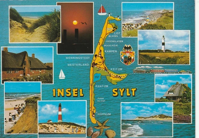 AK MAP, LANDKARTE, Umgebungskarte **INSEL SYLT** 14 EUR 1,00 - PicClick IT