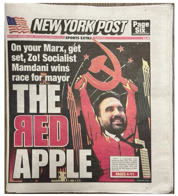 NY POST NOV 5 2025 - Zohran Mamdani Wins New York City Mayor - “The Red ...