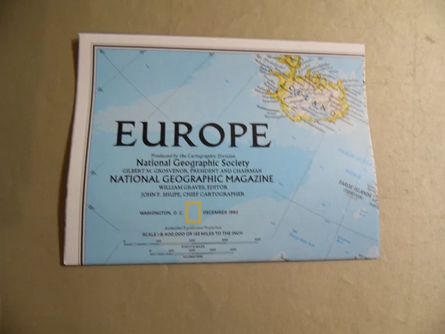 NATIONAL GEOGRAPHIC MAGAZINE Supplemental / Europe Map / Circa December ...