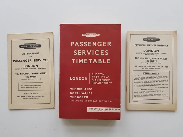 BRITISH RAILWAYS LONDON Midland Region Passenger Timetable June 1959 ...