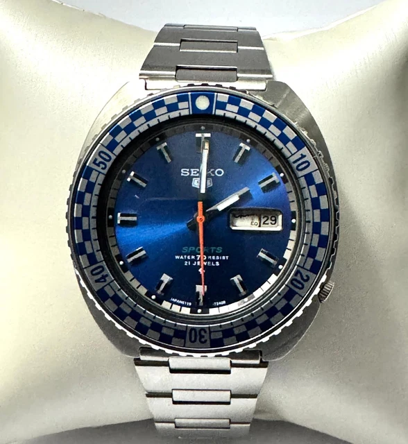 VINTAGE SEIKO 5 Sports Automatic, Rally Diver Checkered Bezel Day- Used ...