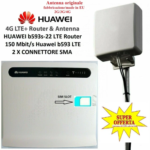 HUAWEI B593S-22 4G LTE CPE 150Mbps WI-FI ROUTER (SCHEDA SIM) Con ...