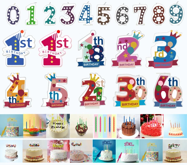 BIRTHDAY PARTY AGE Cake Toppers Milestone Ages Numbers Candle Girls ...