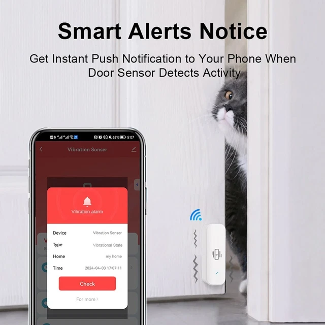 VIBRATION SENSOR TUYA Smart Home Wifi Sensor Abs Alarm Current ...