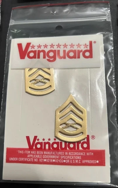 USMC GUNNERY SERGEANT Gold Rank Insignia Chevron (2) Marines $12.95 ...