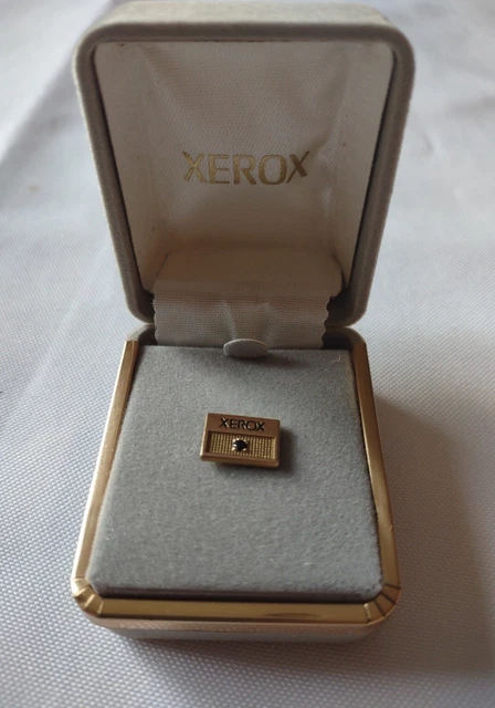 10CT GOLD XEROX Tie Pin With Emerald Vintage Mens Gents Advertising 1 ...
