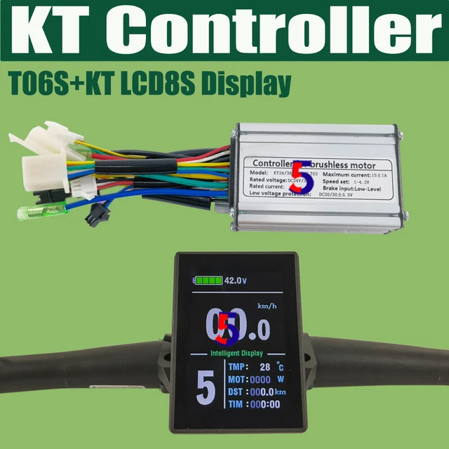 EBIKE KT CONTROLLER Kit T06S 15A für 250W-350W Bafang/AKM Motor + KT ...