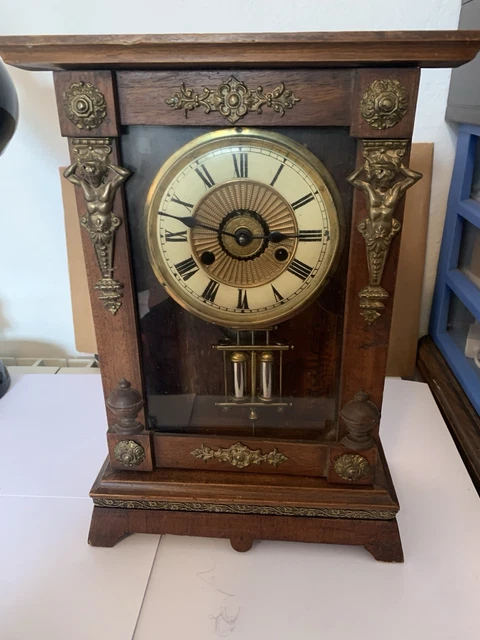 ANCIENNE HORLOGE PENDULE En Bois en état de fonctionnement EUR 68,00 ...