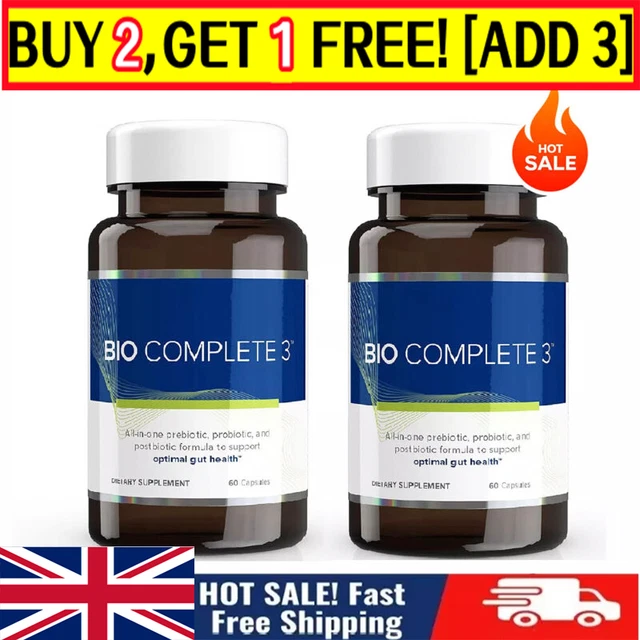 BIO COMPLETE 3 Capsules Prebiotic Probiotic Postbiotic Supplement 60 ...