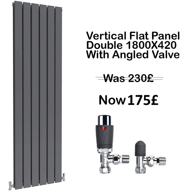 VERTICAL RADIATOR ANTHRACITE Double Flat Panel Tall Upright Rads ...