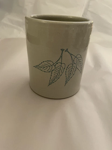 RED WING STONEWARE Green Leaf Pottery Crock Vase Planter or Countertop ...