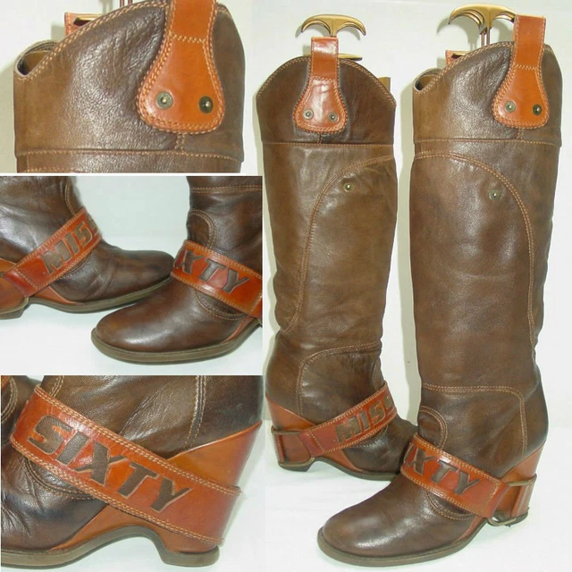 EXCLUSIVE MISS SIXTY Lara Tan Leather Boots *Completely Sold-Out* Worn ...
