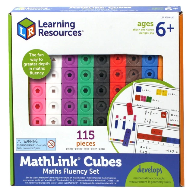 LEARNING RESOURCES MATHLINK Cubes Maths Fluency 100 Cube Set Children ...