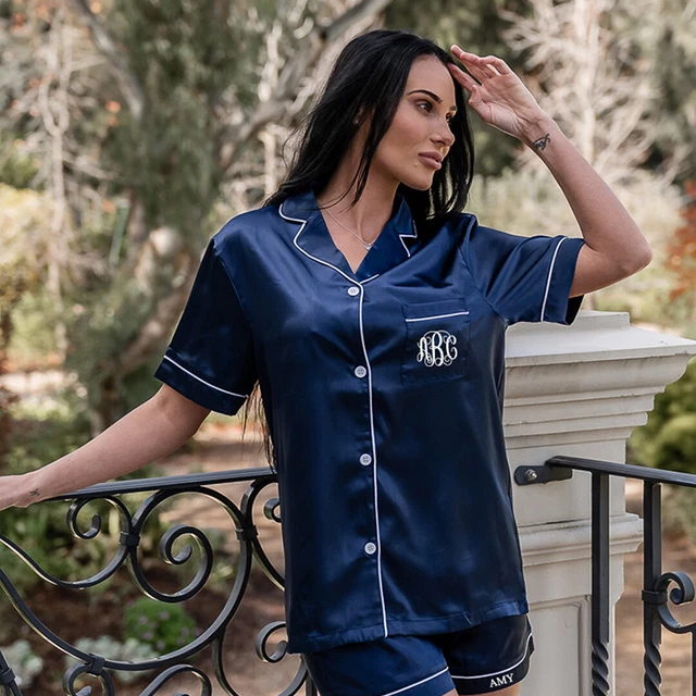 PYJAMAS MONOGRAM PERSONALISED PJ Sets Bridal Satin Wedding Pajamas ...