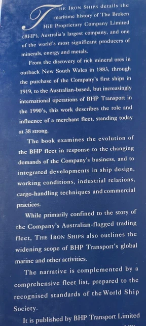 BHP THE IRON Ships: A Maritime History Of BHP 1885-1992 by Riley Denis ...