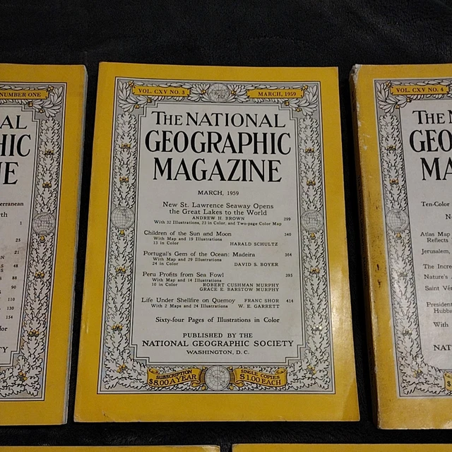 VINTAGE 1959 NATIONAL Geographic Magazine Lot Set Maps Photojournalism ...
