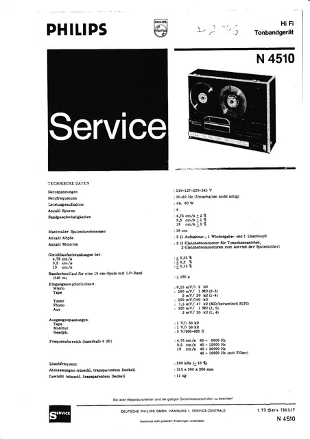 SERVICE MANUEL D'INSTRUCTIONS pour Philips N 4510 EUR 10,01 - PicClick FR