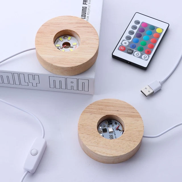 HOME DECOR LED Lights Display Base Wooden Lighted Base Stand Color ...