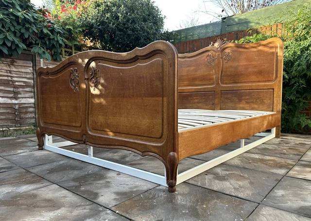 BEAUTIFUL HANDMADE FRENCH Louis XV Antique Style Oak Double Bed Frame £ ...