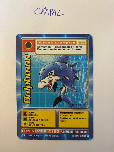 CARTE DIGIMON DOLPHINON JD-35 [PREMIERE EDITION 1] vf - Bandai 1999 Bon ...
