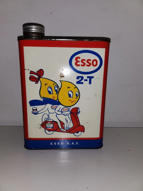 ANCIEN BIDON HUILE Esso S A F Motor Oil Vespa 2t 2 Temps No Shell Solex ...