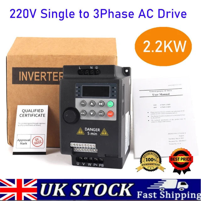 2.2KW 3HP 220V Variable Frequency Drive Inverter Converter VFD Single To 3 Phase £69.88 ...