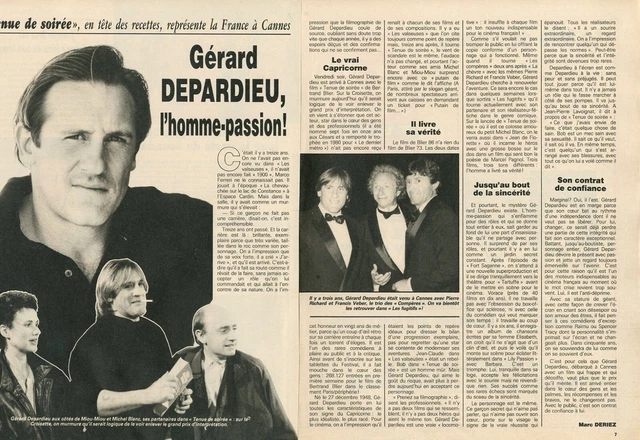 COUPURE DE PRESSE Clipping 1986 Gérard Depardieu (2 pages) EUR 5,00 ...