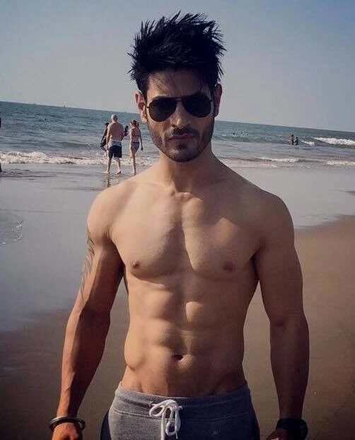 Shirtless Male Muscular Beefcake Beach Jock Abs Beard Hunk Photo 4x6
