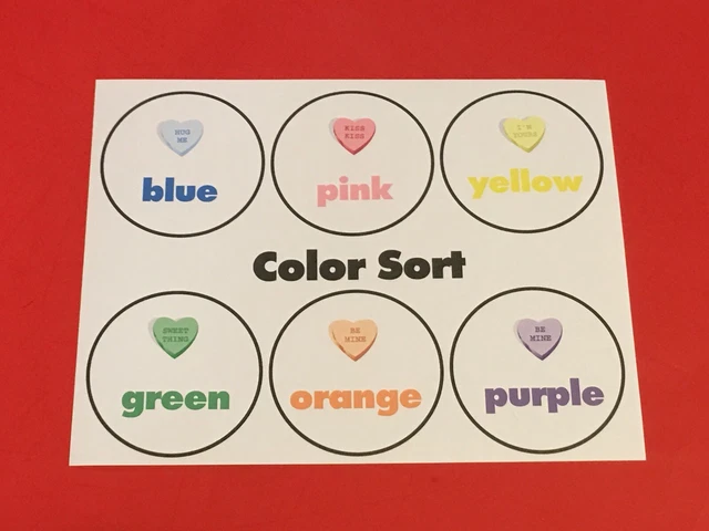 (SET OF 10) Valentine Hearts Color Sort Learning Mat - Laminated - Pre ...