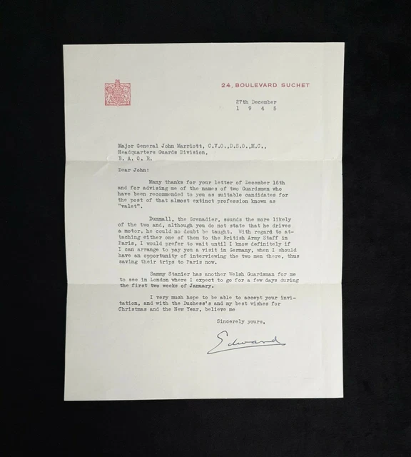 KING EDWARD VIII Duke of Windsor Signed Royal Document Royalty Wallis ...