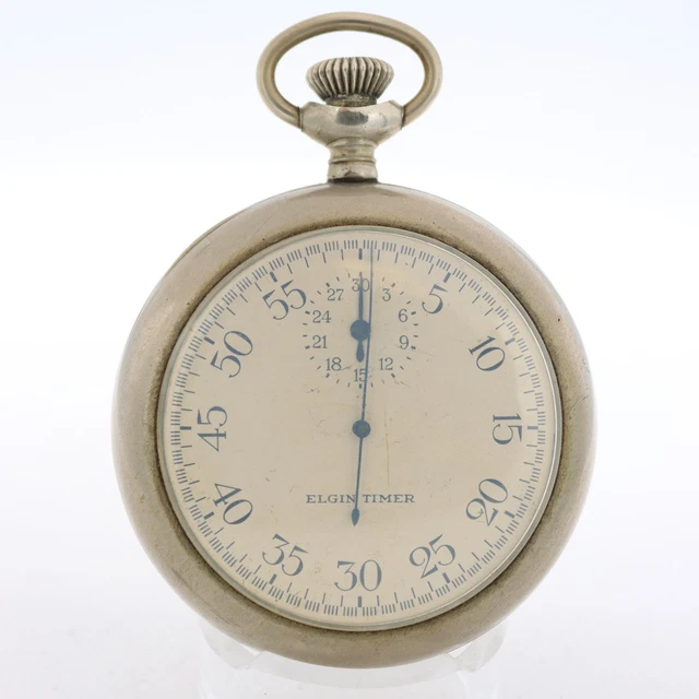 ANTIQUE 16 SIZE Elgin 7 Jewel Mechanical Stop Watch 469 USA Runs for ...