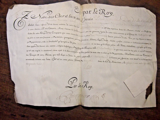 PARCHEMIN 1753 LETTRES de retenu de garde du corps par Roi LOUIS XV EUR ...