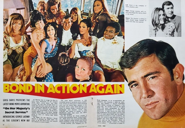 PHOTOPLAY JUNE 1969 OHMSS, GEORGE LAZENBY, BOND, PATRICK McGOOHAN ...