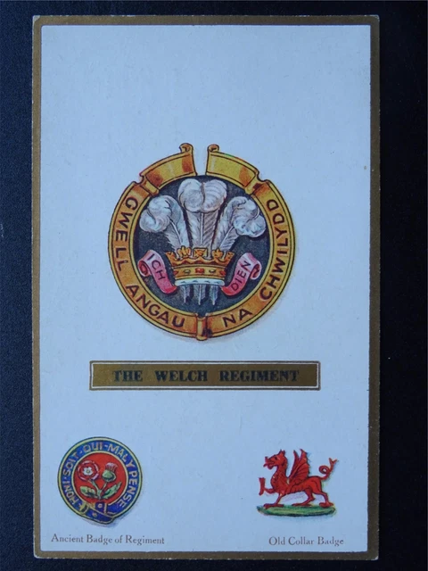 REGIMENTAL BADGE THE WELSH REGIMENT c1915 Postcard by Gale & Polden ...
