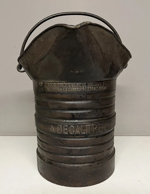 ANTIQUE FRENCH DECALITRE Measuring Bucket Heavy Metal Display Planter £ ...