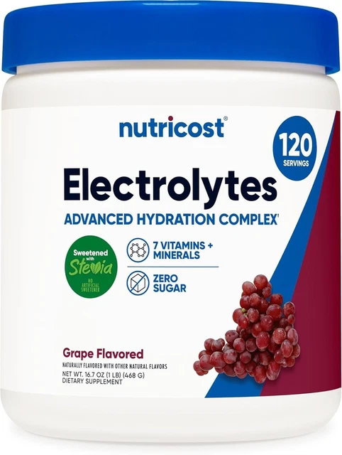 NUTRICOST ELECTROLYTE COMPLEX Drink Mix Powder (Grape) 120 Servings $49 ...