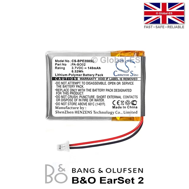 BANG & OLUFSEN B&O Earset 2 PA-BO02 Battery - CS-BPE200SL - 3.7V 140mAh ...