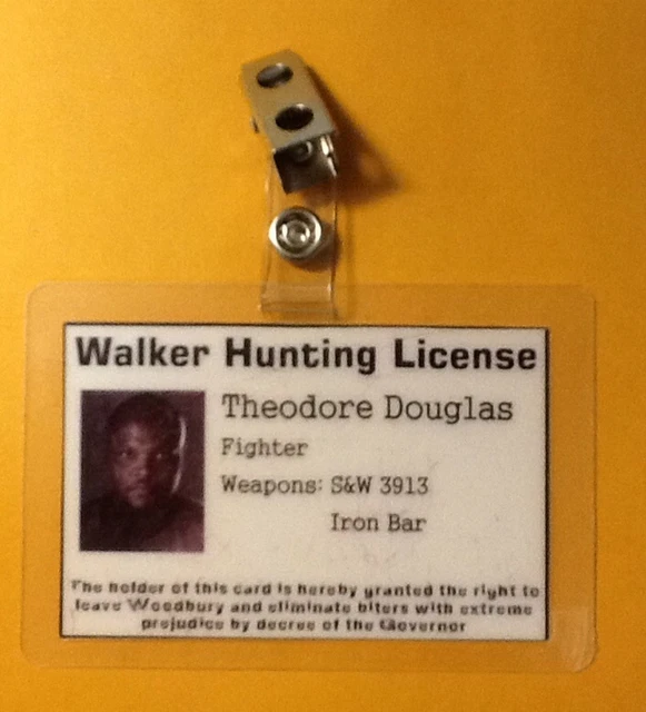 THE WALKING DEAD Identification Badge-Walker Chasse Licence Theodore ...
