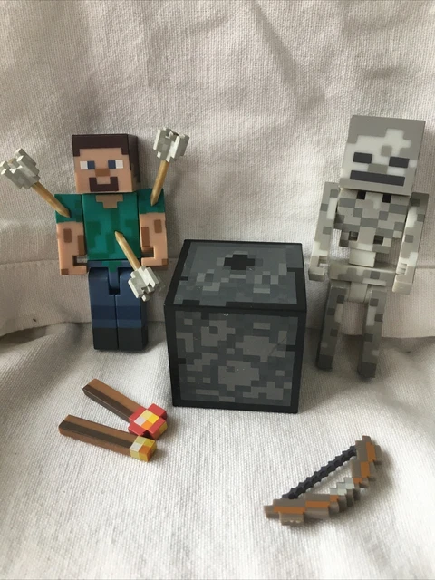 MINECRAFT GAMER FIGURES - Skeleton, steve with some arrows & block ...
