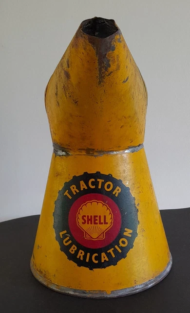 VINTAGE SHELL OIL Tractor Lubrication Half Gallon Oil Pourer Jug Can ...