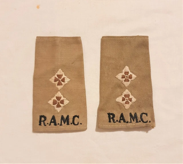 WW2 BRITISH ARMY Officer RAMC Lieutenant Desert Slip On Rank Insignia ...
