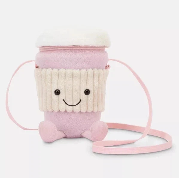 JELLYCAT AMUSEABLE PINK COFFEE TO GO BAG Plush Toy Party Gift Tags ...